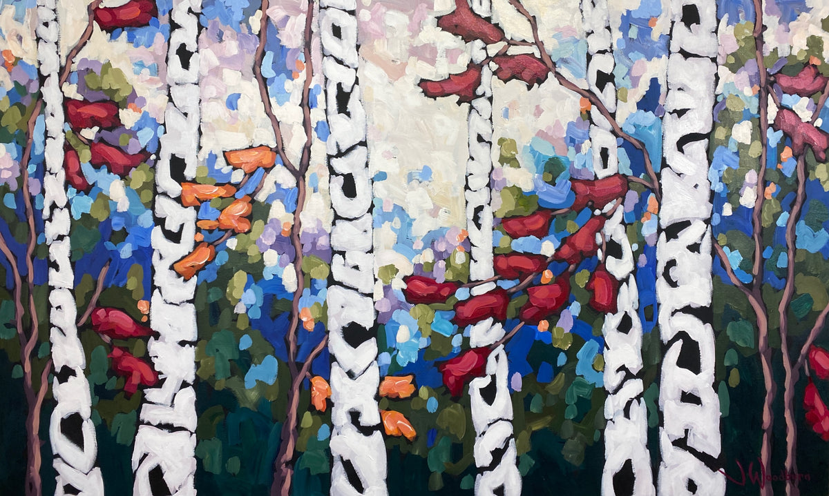 Blue Bird Birches by Jennifer Woodburn – Cloud Gallery